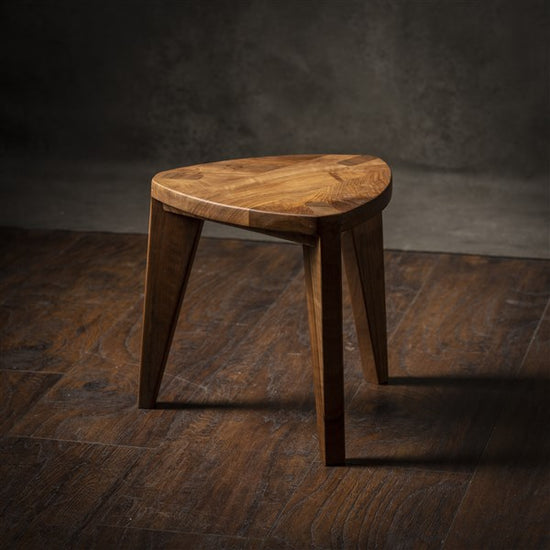 Walnut Small Three-Legged Stool – Meda Furniture