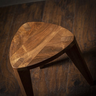 Walnut Small Three-Legged Stool – Meda Furniture